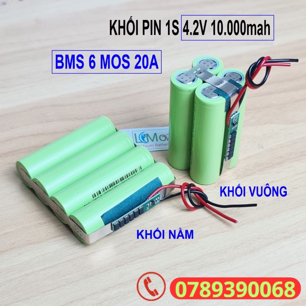 Khối pin 1S 3.7v - 4.2v 8000mah (8AH) - 20A. Khối pin 1S dung lượng cao ...