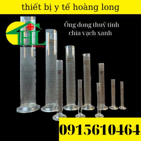 Ống đong thủy tinh có chia vạch nhiều kich cỡ 10ml, 25ml, 50ml, 100ml, 250ml, 500ml, 1000ml ...