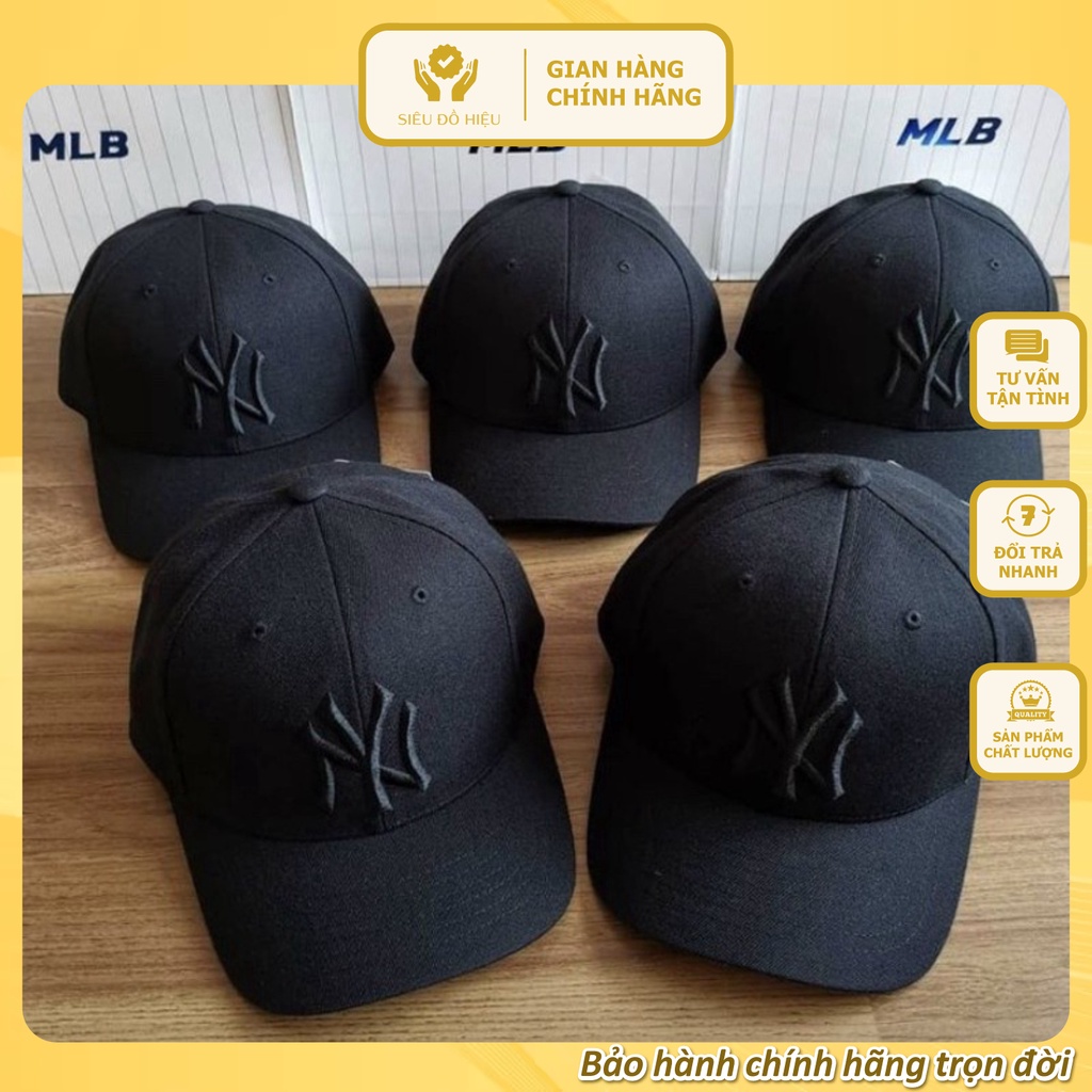 (CHÍNH HÃNG) Mũ MLB basic lưỡi trai full logo đen Unisex Nam nữ cứng ...