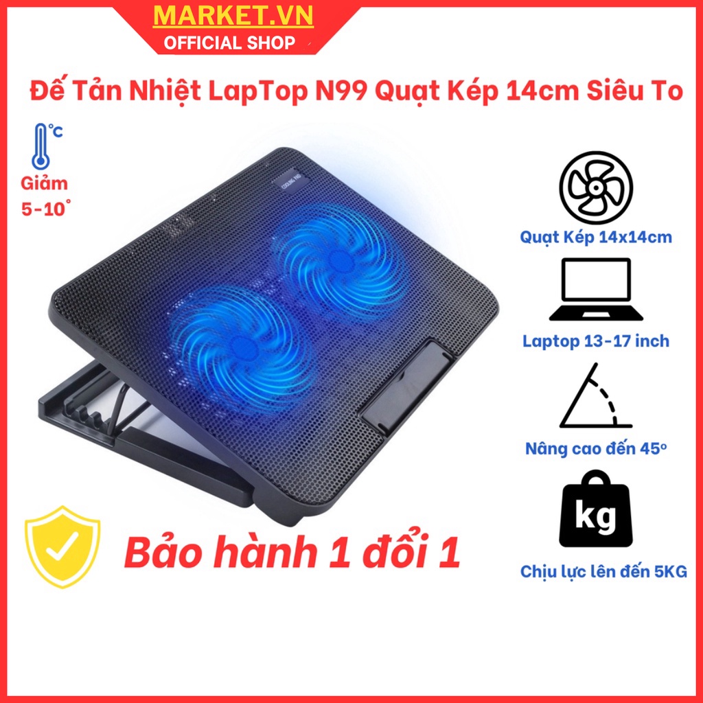 Đế Tản Nhiệt Laptop 2 Quạt Model N99 Sử Dụng Cho LapTop Từ 10-17 Inch ...
