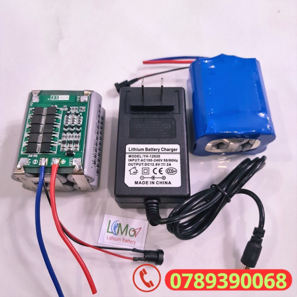 Pin 3S -12V Li-ion 18650 2-6AH cho Loa Bluetooth, pin loa kéo, pin dự ...