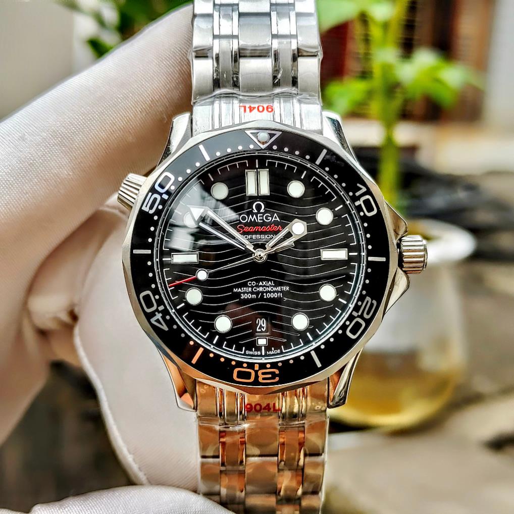 Đồng hồ Nam OMG 007 cơ tự động 3kim máy Nhật size 40mm mặt đen vỏ trắng dây kim loại | Shopee ...