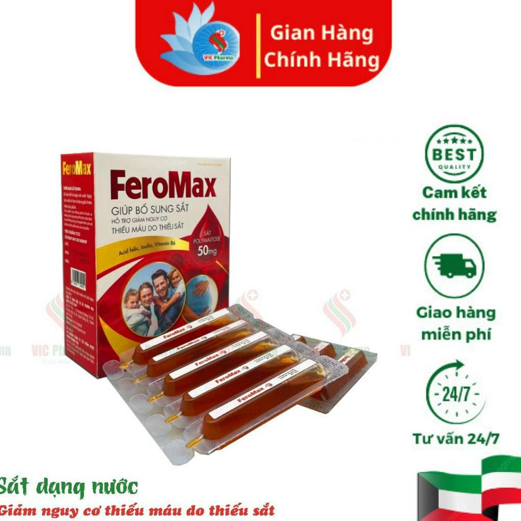 Sắt nước Feromax giúp cải thiện tình trạng thiếu máu, Hộp 20 ống x10ml ...