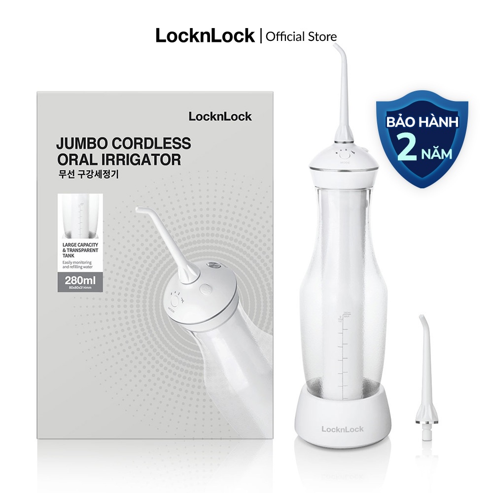 Máy tăm nước không dây Lock&Lock Jumbo cordless oral irrigator 280ml - Màu trắng - ENR126WHT ...