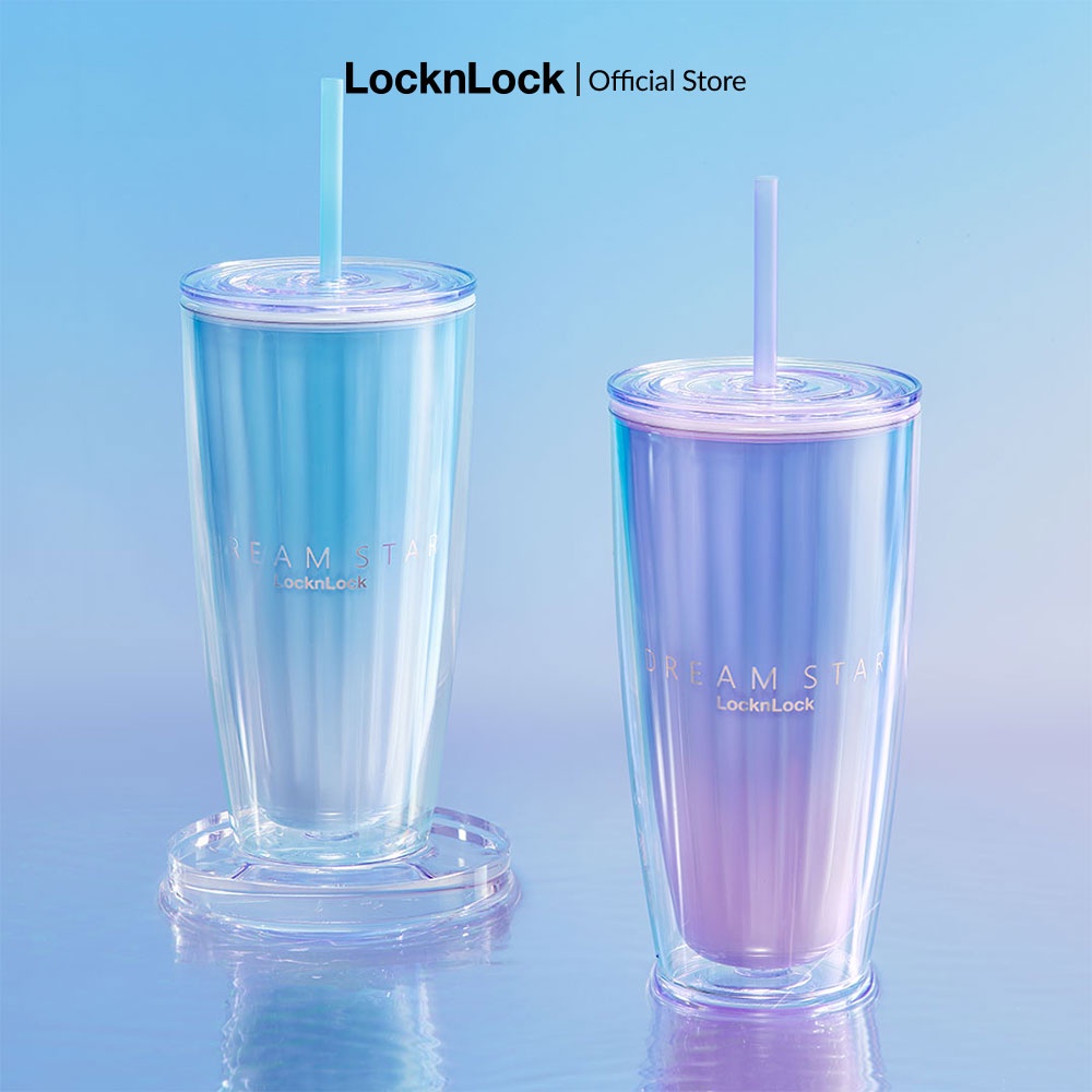 Ly nhựa 2 lớp Lock&Lock kèm ống hút Dream star Double wall cold cup ...