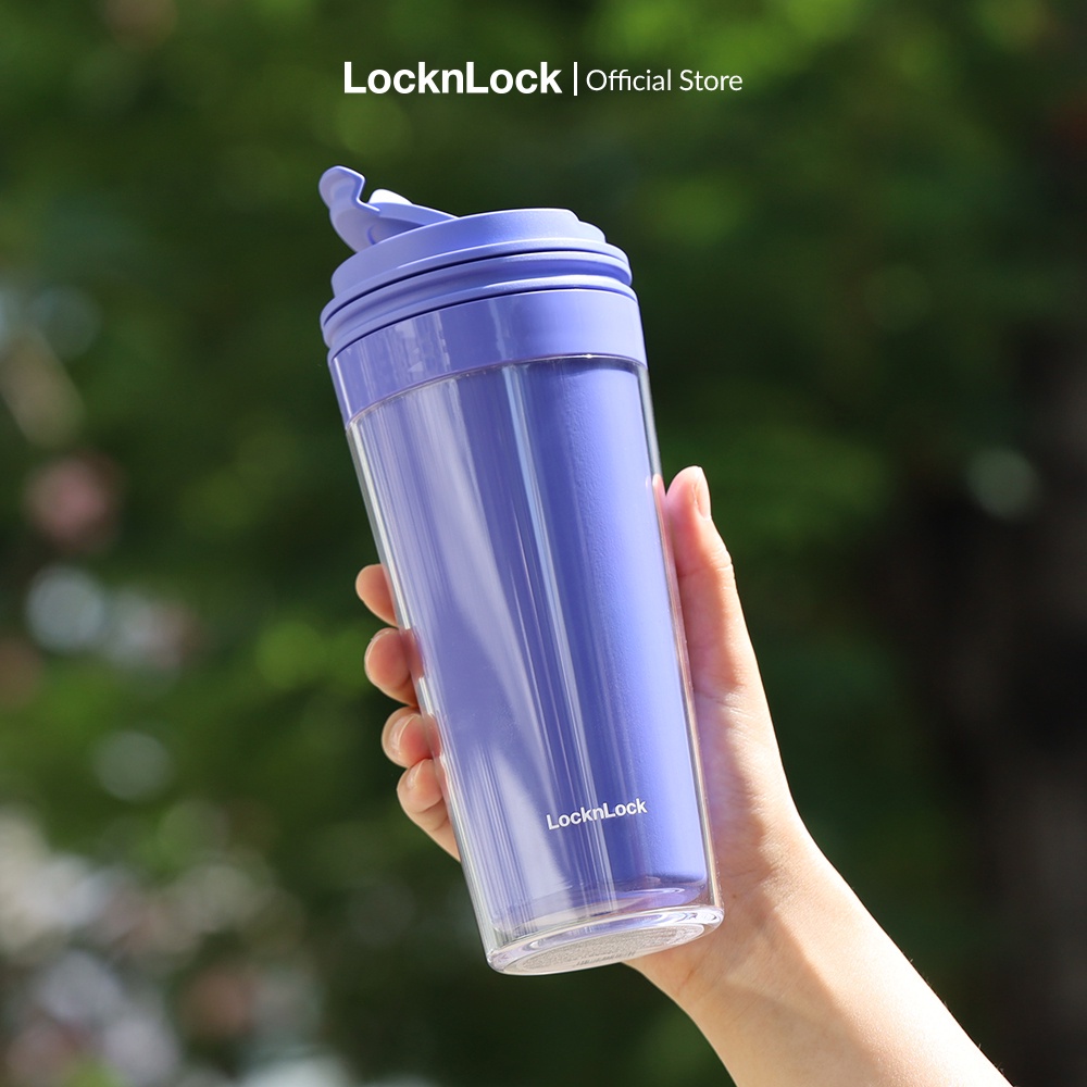 Ly nhựa 2 lớp nắp bật Lock&Lock Bucket cold cup 580ml màu tím HAP519BLU | Shopee Việt Nam