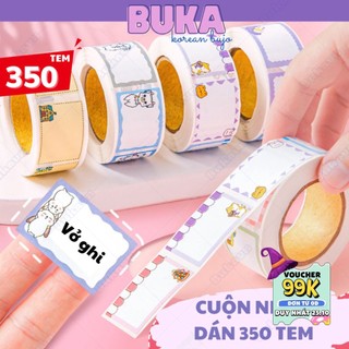 Cuộn sticker Buka Cuộn 350 nhãn dãn ghi tiêu đề, nhãn vở, tem dán chai ...
