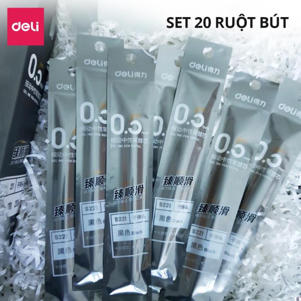 Set 20 ruột bút gel S221/ S206/ SE124 Deli 0.5mm dùng cho bút bi nước ...