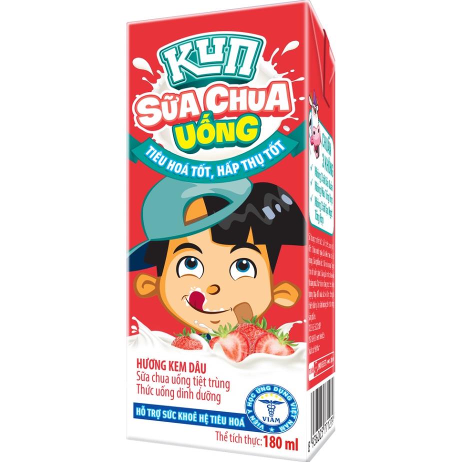 Kun sữa chua uống hương Cam/ Dâu/ Vải/ Socola thùng 48 hộp x 180ml ...