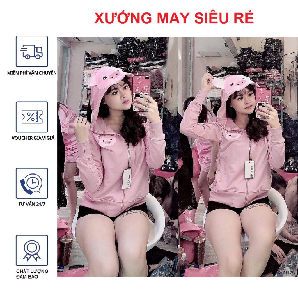 [R04] Áo khoác nữ Áo khoát nữ thun da cá chống nắng tản nhiệt Heo con ngộ nghĩnh hàng đẹp rất ...