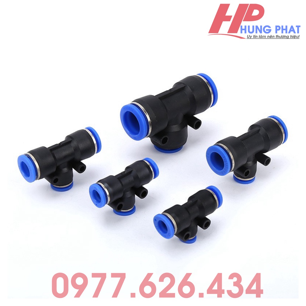 Cút nối nhanh khí nén PE - Đầu nối khí nén PE - Đầu nối chữ T PE - Cút nối chữ T PE4/ PE6/ PE8 ...