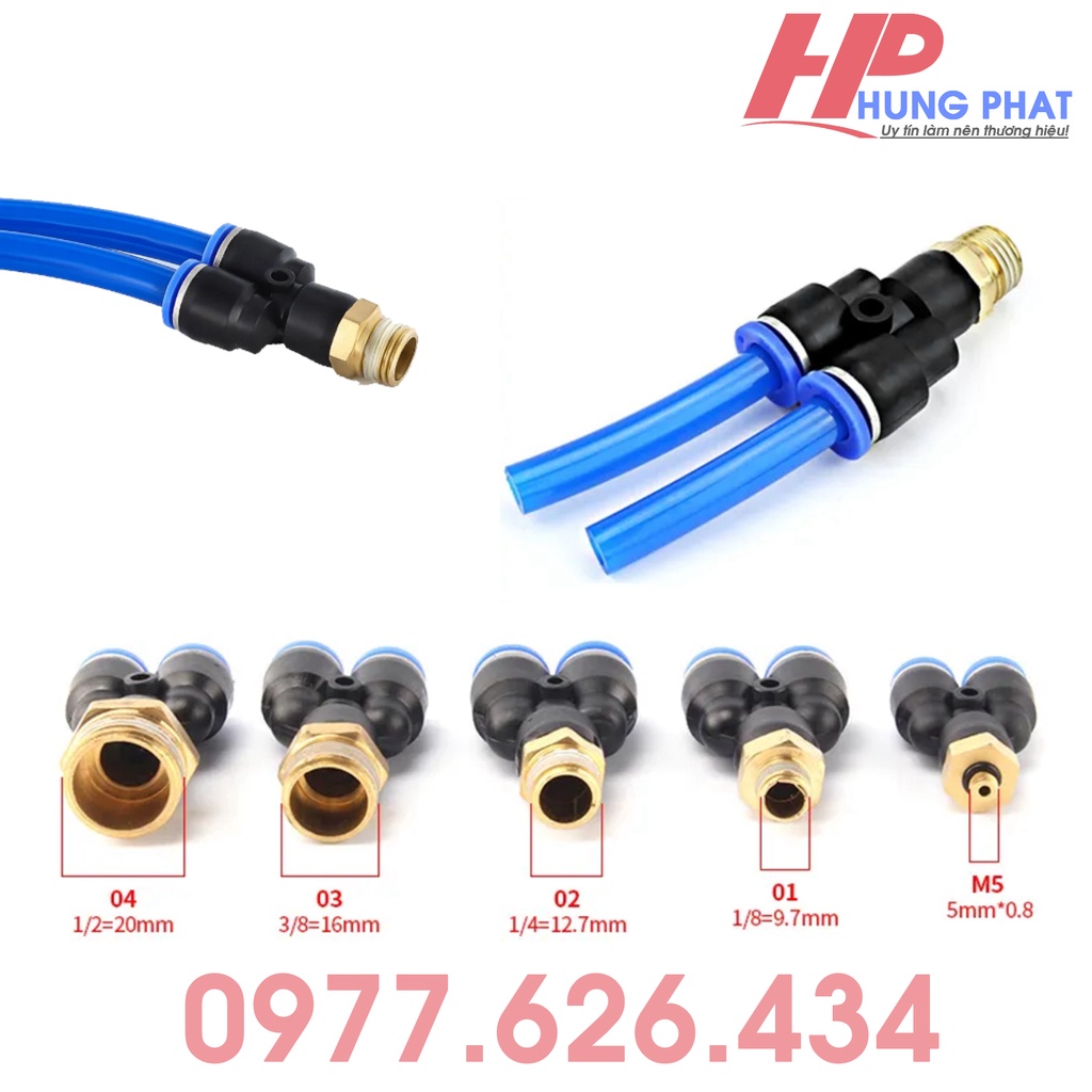 Cút nối nhanh khí nén PX - Đầu nối khí nén PX - Đầu nối chữ Y PX - Cút nối chữ Y ren ngoài PX6 ...
