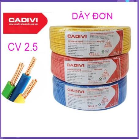 Dây điện đơn Cadivi CV 1.5 - 06/1KV / CV 2.0 (7/0.6)-600V / CV 2.5 (7/0.6)- 1KV - CUỘN 100M ...