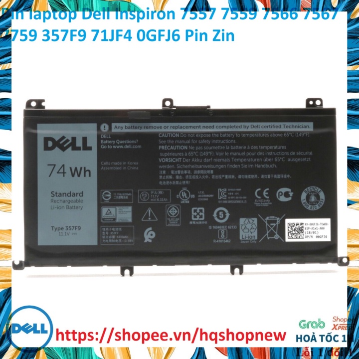 [Pin zin] Pin laptop Dell Inspiron 7557 7559 7566 7567 7759 357F9 71JF4 ...