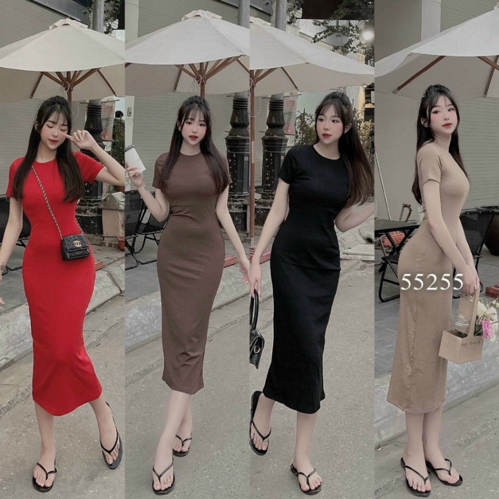 Đầm Body Dáng Dài Cổ Tròn Trơn Nhiều Màu Basic MK206 UDN (Kèm Ảnh Thật) | Shopee Việt Nam