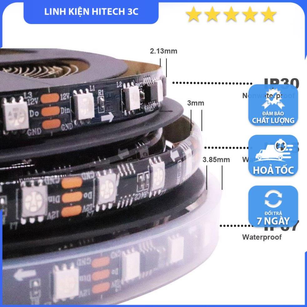 Led WS2811 1903 IP65 IP67 60Led/m 12V, Led dây full màu hiệu ứng sóng ...
