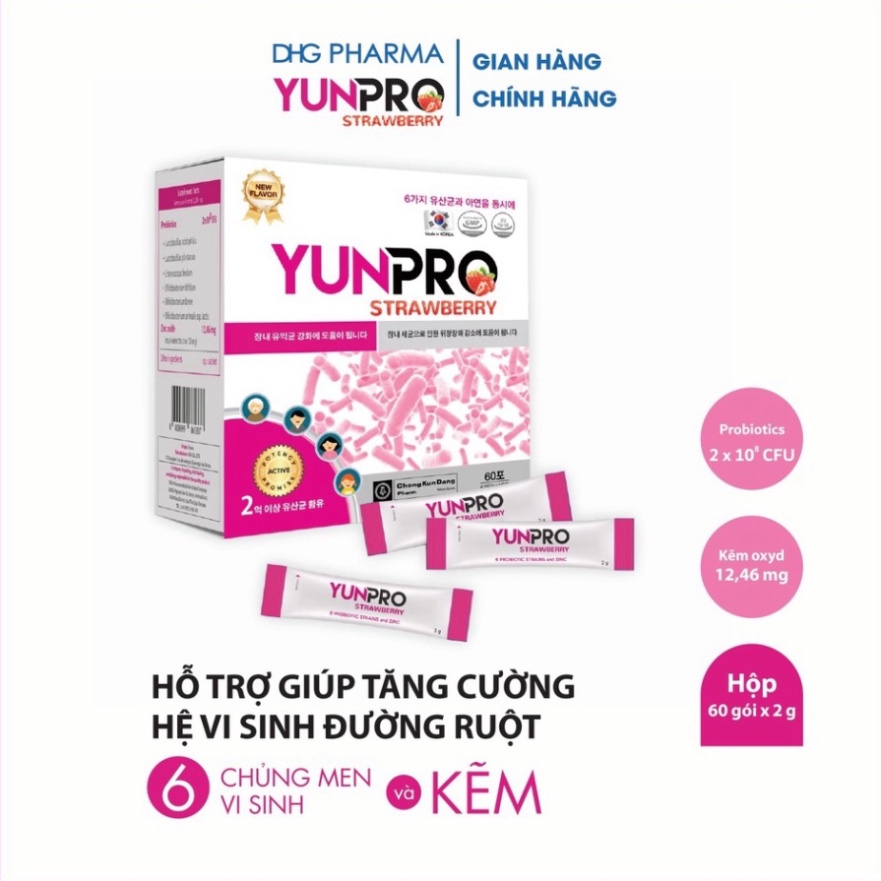 Men vi sinh bổ sung lợi khuẩn (probiotic) Yunpro vị dâu tăng cường hệ ...