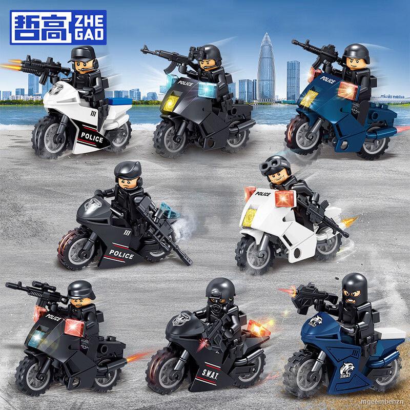 Tương thích với LEGO khối xây dựng SWAT quân sự xe máy xe cảnh sát ...
