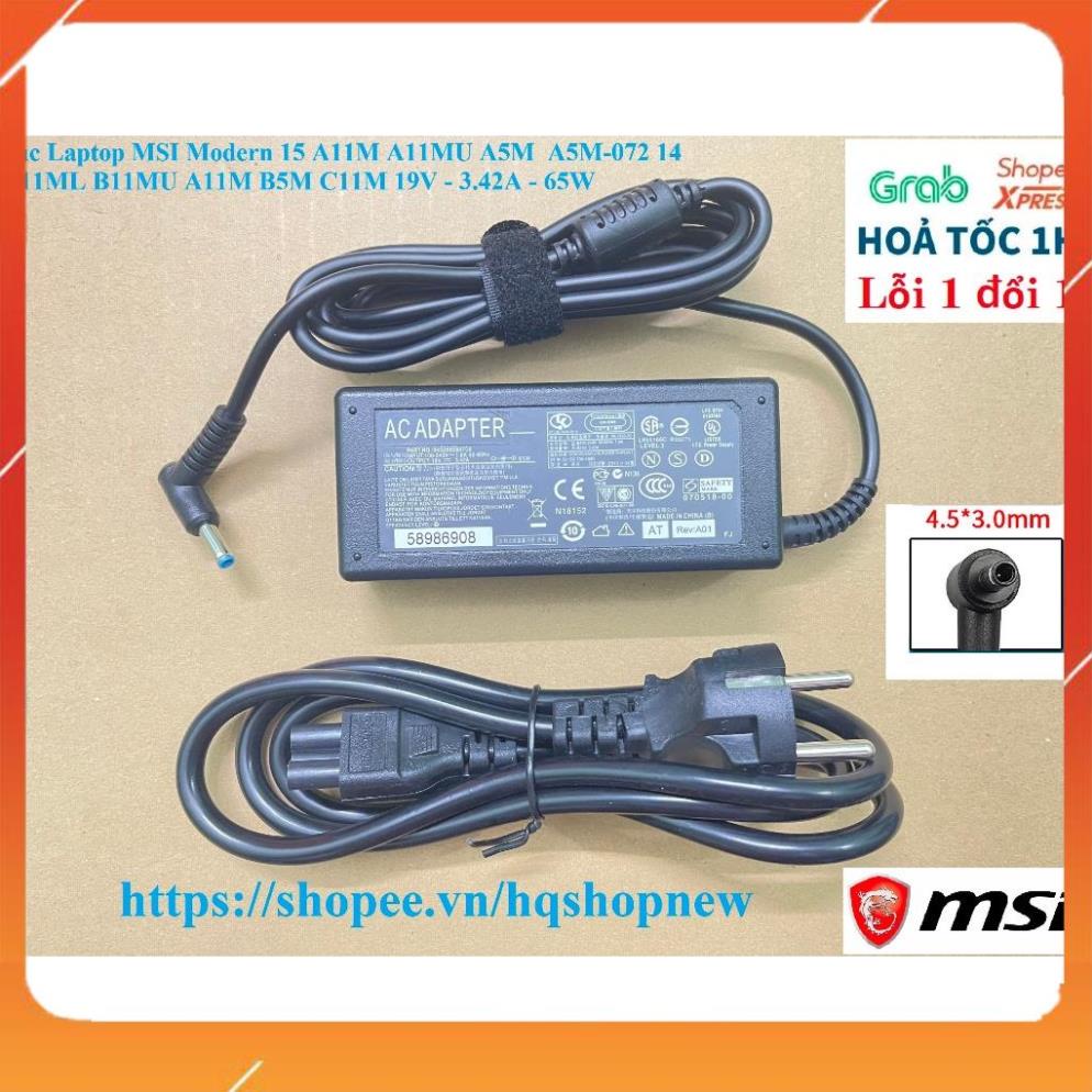HCM Sạc Laptop MSI Modern 15 A11M A11MU A5M A5M-072 14 B11ML B11MU A11M B5M C11M 19V - 3.42A ...