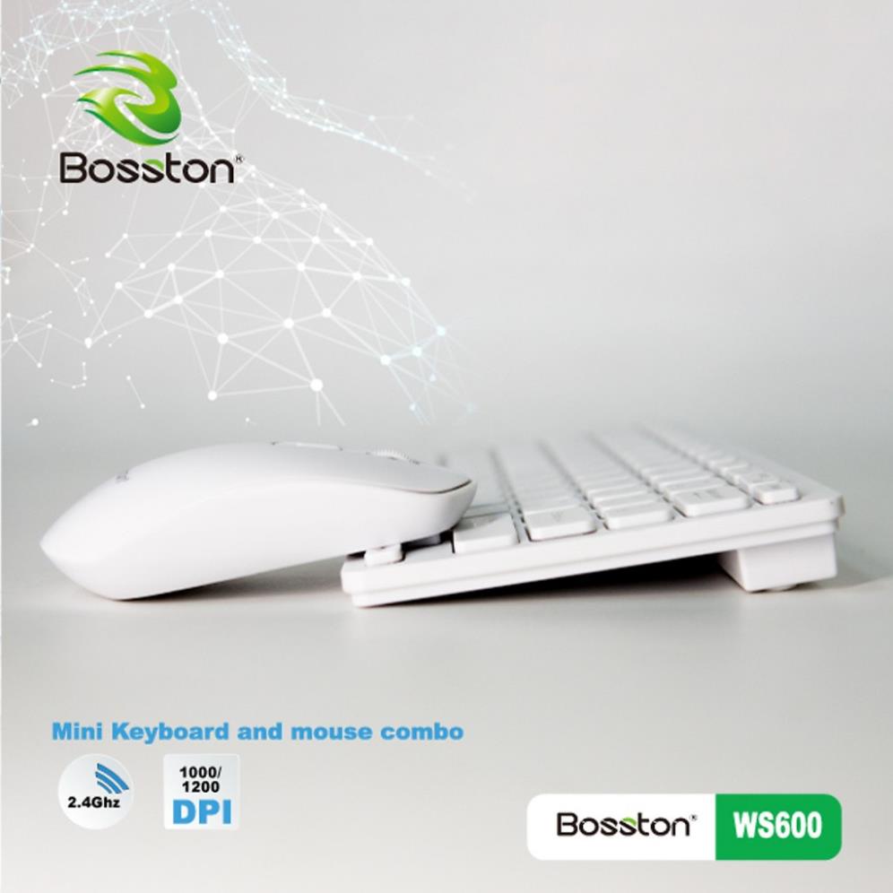 Bộ bàn phím chuột không dây wireless Bosston WS600 mỏng cho máy tính và laptop [Cực rẻ] | Shopee ...