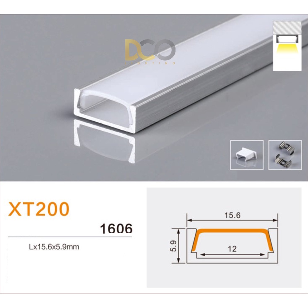 Thanh nhôm led U nổi 16x6 mm (XT200),kèm nắp mica và phụ kiện, màu ...