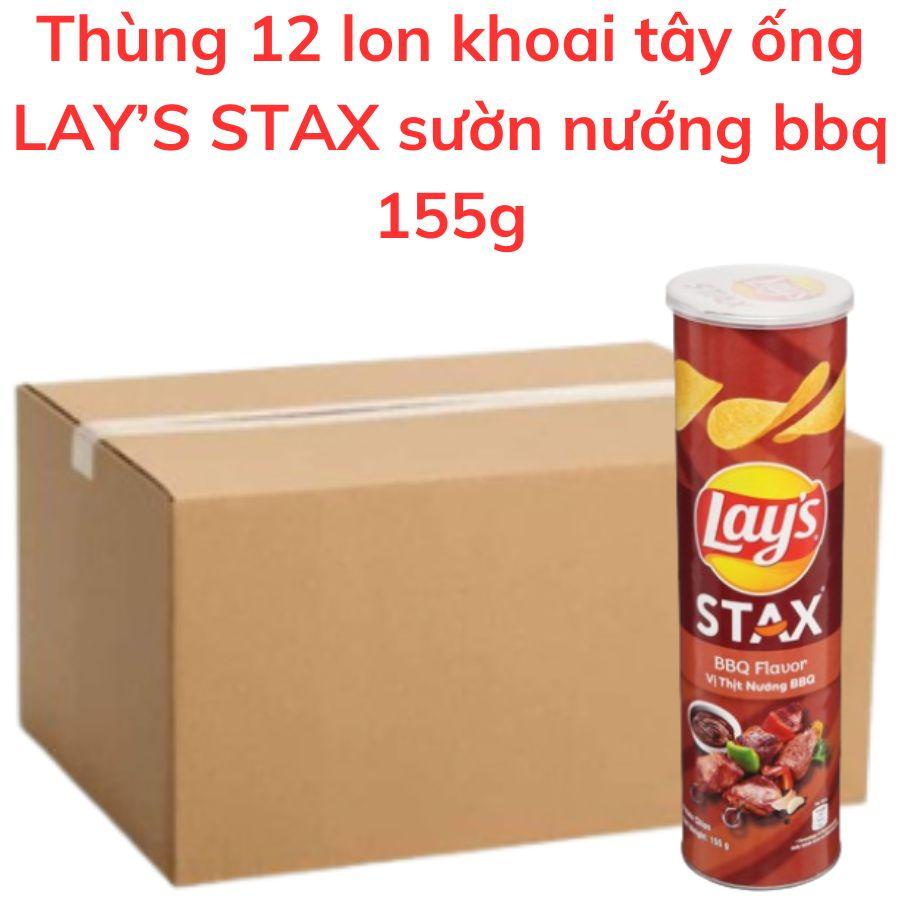 Snack Khoai tây lon LAY'S STAX vị sườn nướng bbq 155g | Shopee Việt Nam