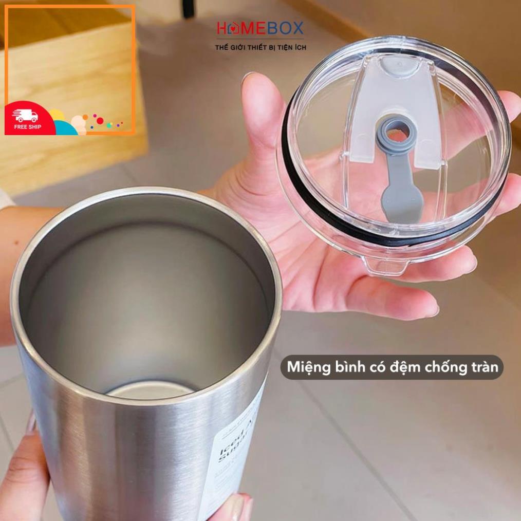 fgg Cốc giữ nhiệt có ống hút Iced Americano 350 & 600ml Ly giữ nhiệt 12h inox 304 coffee Bình ...