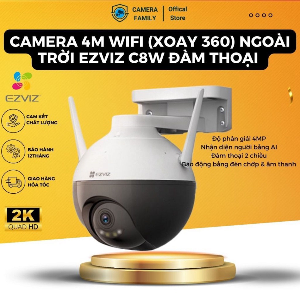 Camera 4M WIFI (Xoay 360) Ngoài Trời EZVIZ C8W Đàm Thoại - Màu Ban Đêm ...