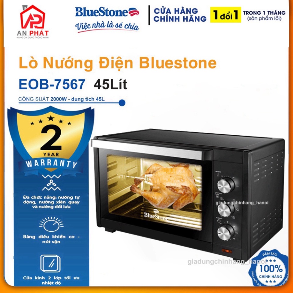 Lò Nướng Bluestone EOB-7567, 45 lít Tích hợp quạt đối lưu và quay xiên ...