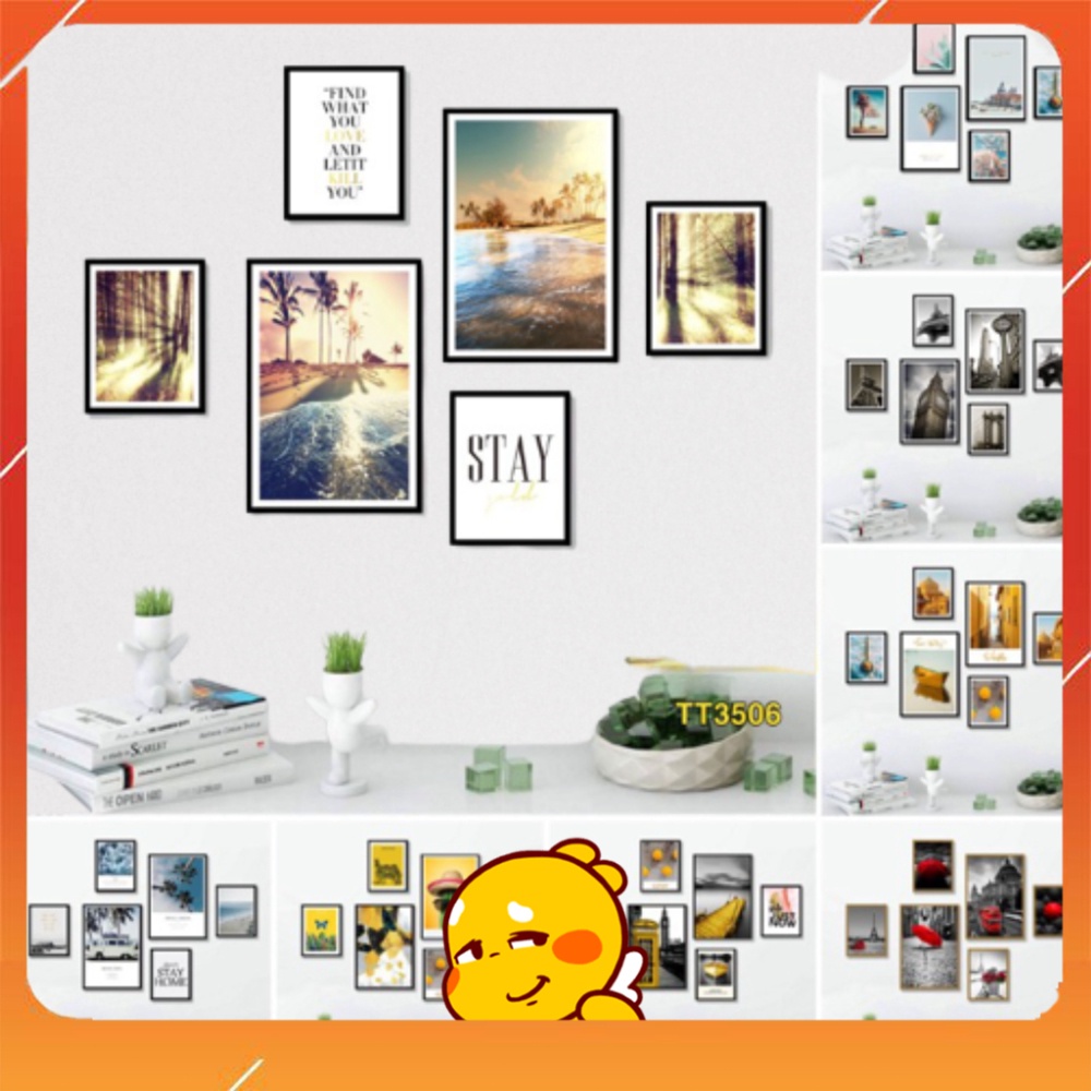 Set 6 Tranh Dán Tường, Tranh Treo Tường Siêu Nhẹ Có Sẵn Keo T34 1k ...