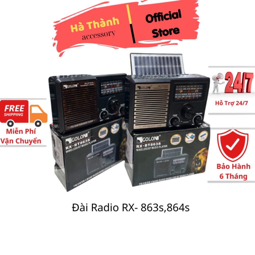 Đài Radio RX- 863s,864s. Chạy pin năng lượng mặt trời, Bluetooth Chính ...