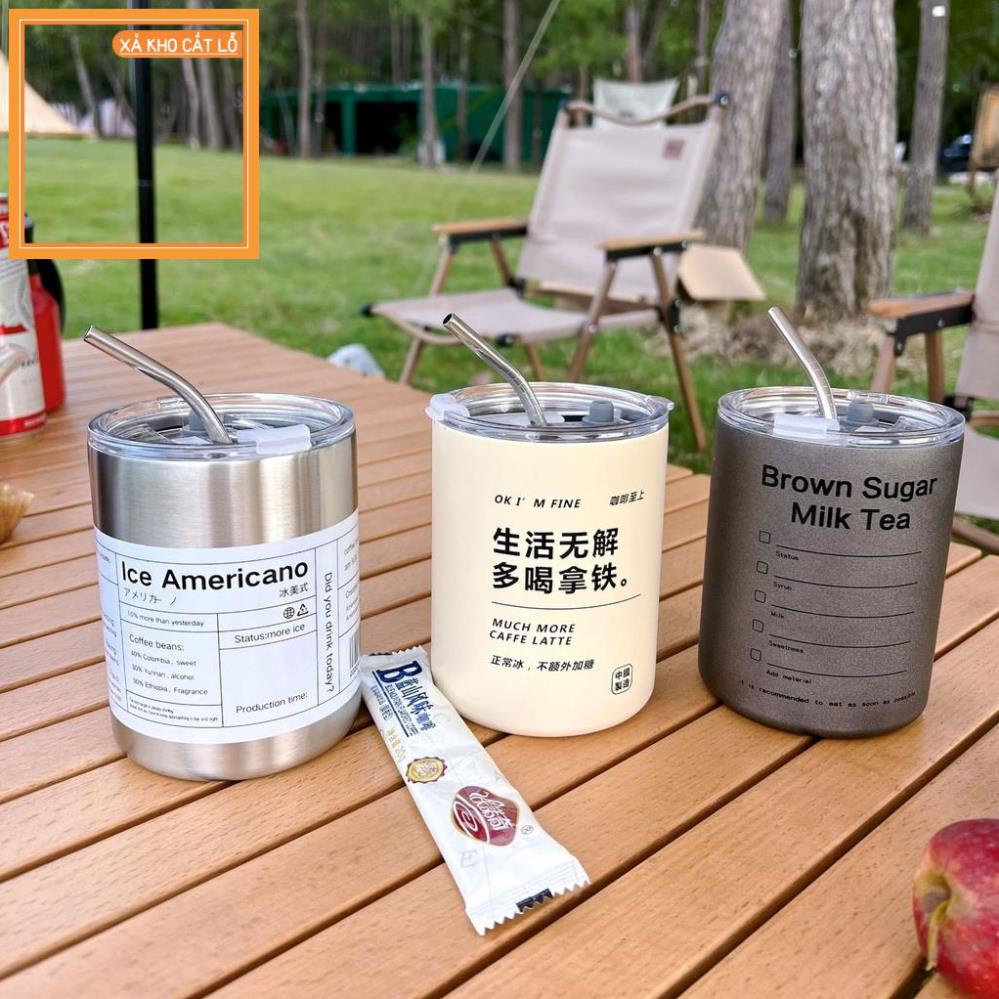 sì Bình Giữ Nhiệt Iced Americano bằng inox 304 không gỉ Có ống hút .Cốc Giữ Nhiệt Cafe dung tích ...