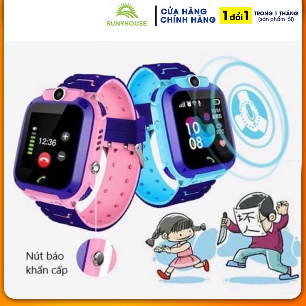 Đồng hồ thông minh Định vị Q12( Đồng hồ thông minh trẻ em)lắp sim nghe gọi 2 chiều Chống Nước ...