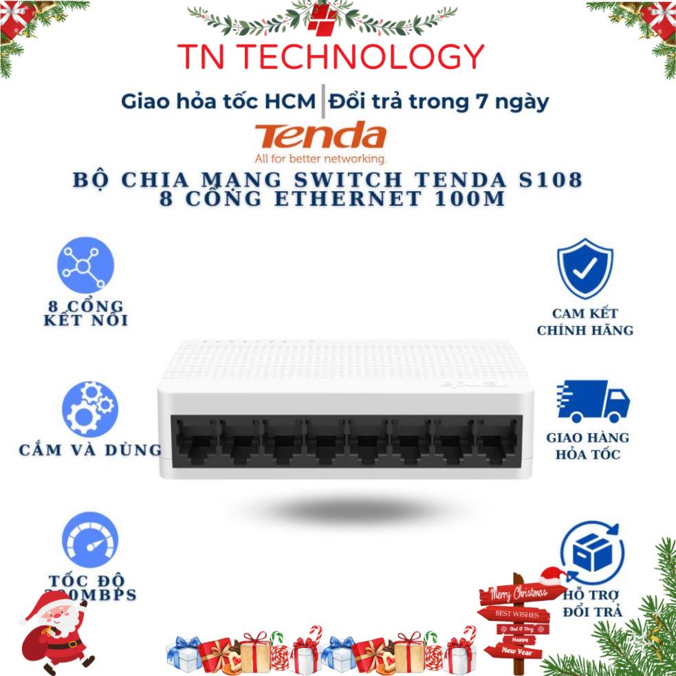 Bộ chia mạng Switch Tenda S108 8 cổng Ethernet 100M Hàng Chính Hãng Bảo Hành 36 Tháng Lỗi Đổi ...