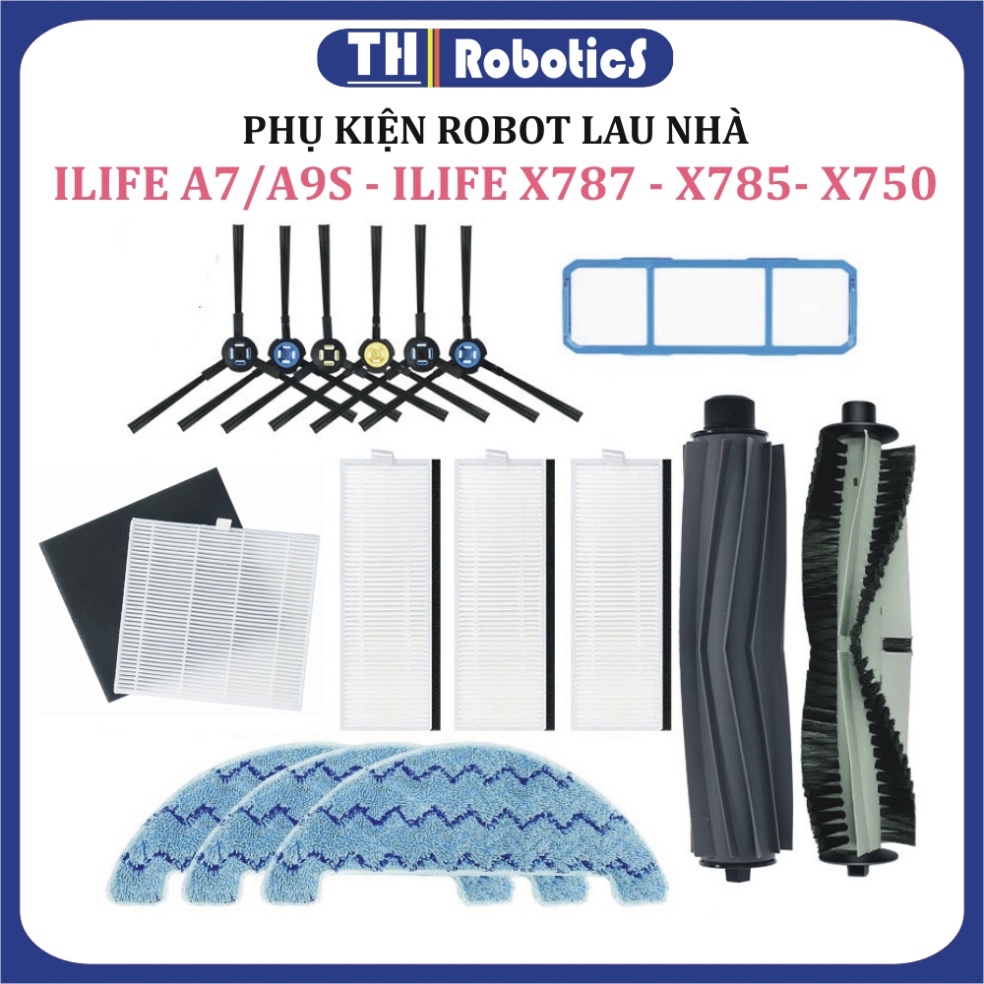 Phụ kiện Khăn, Giẻ, Chổi cạnh, Chổi chính, Chổi giữa, Lọc bụi, Robot hút bụi ILIFE X750/X787 ...