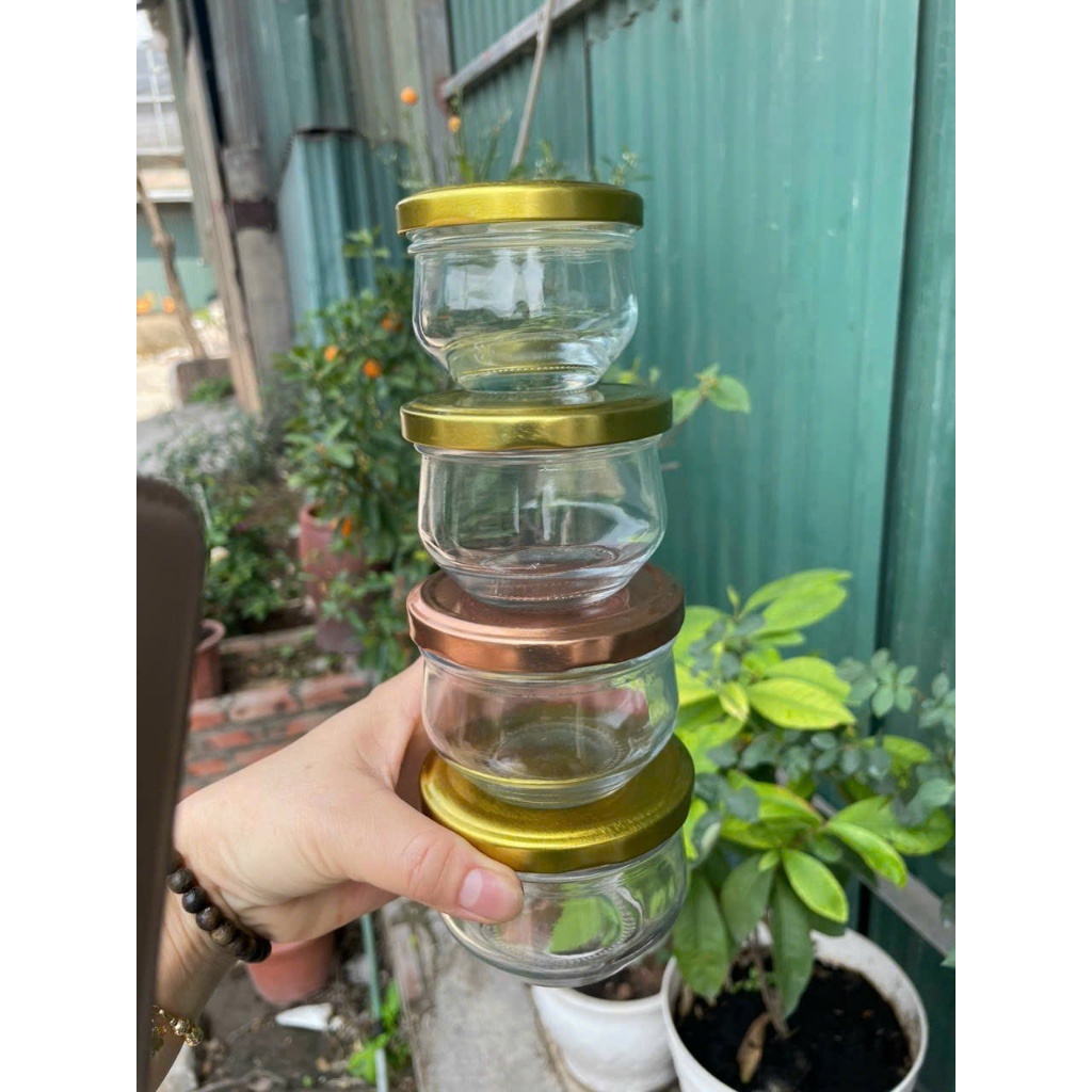 Hũ thuỷ tinh nắp thiếc vàng 75ml tròn đựng Yến chưng, Sữa chua,Gia vị, dầu dừa | Shopee Việt Nam