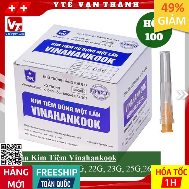 [HỘP 100] Đầu Kim Tiêm Vinahankook | 18G, 20G, 22G, 23G, 25G,26G ...