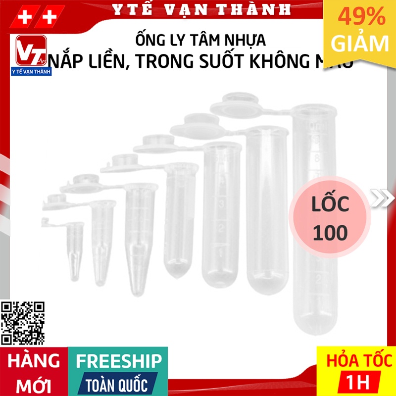 [LỐC 100] Ống Ly Tâm (Eppendorf) Nắp Liền, Nhựa Trong Không Màu | 0.2ml, 0.5ml, 1.5ml, 2ml, 5ml ...