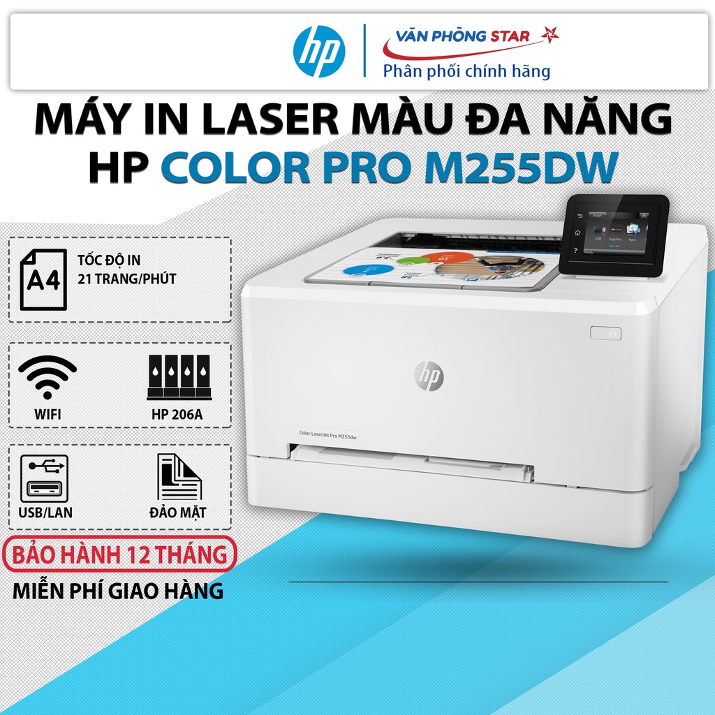 Máy in laser màu HP Color LaserJet Pro M255dw đơn năng. Máy in đảo mặt ...