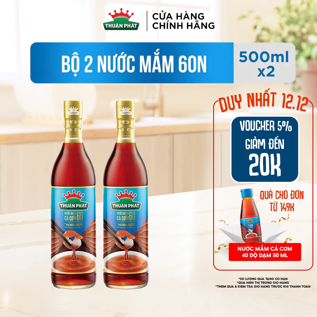 Combo 2 Nước mắm cá cơm Thuận Phát 60 độ đạm 490ml - Từ 3 loại cá cơm Phú Quốc | Shopee Việt Nam