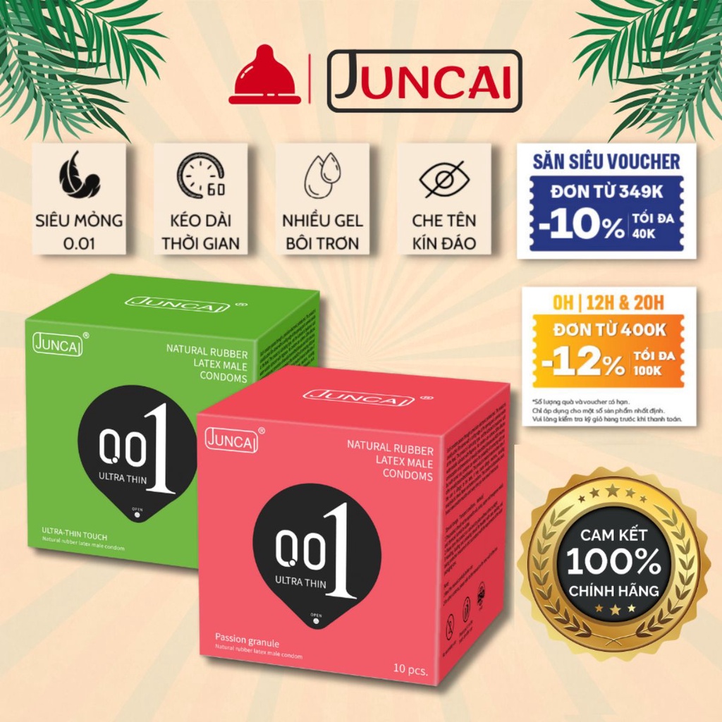 [Combo] bao cao su siêu mỏng Juncai kéo dài thời gian, gân gai tăng khoái cảm, BCS kimono siêu ...