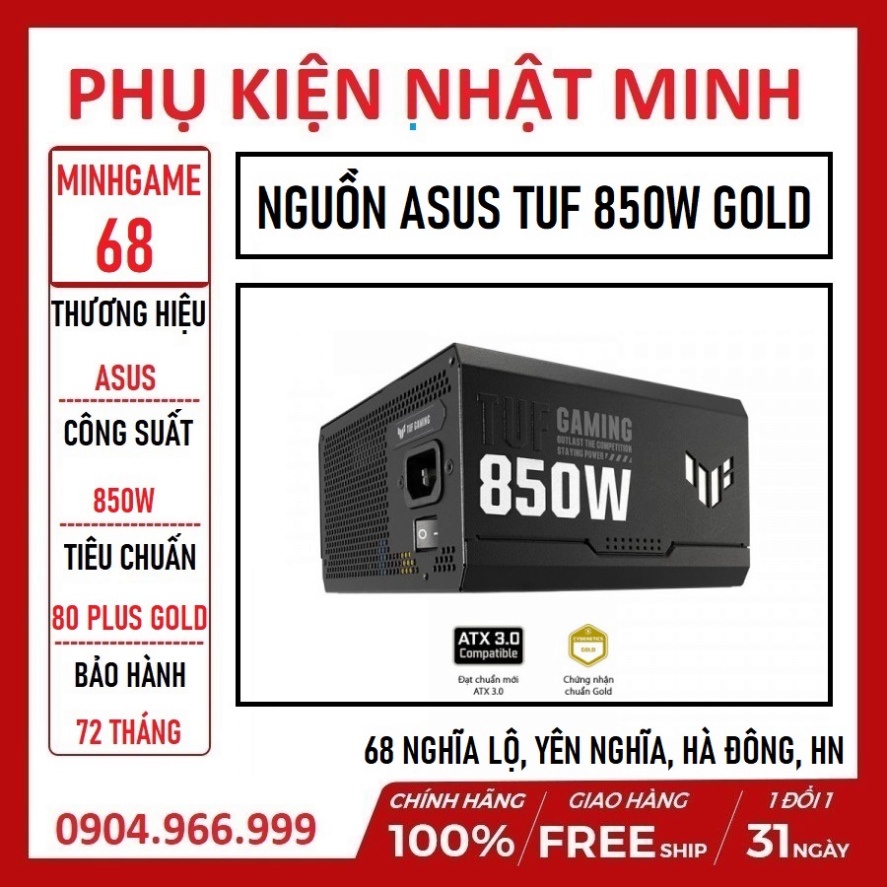 Nguồn ASUS TUF Gaming 850G chuẩn 80 plus Gold - Pci Gen 5.0 – Full ...