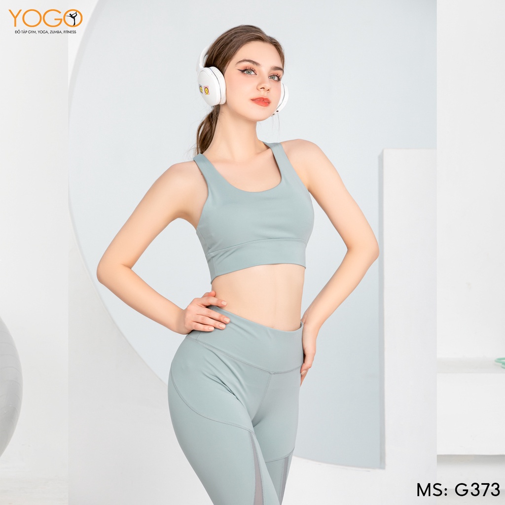 Bộ đồ tập yoga gym nữ kèm mút ngực tháo rời co giãn thấm hút YOGO G373 | Shopee Việt Nam