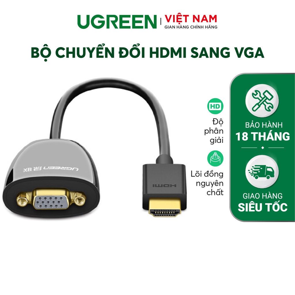 Bộ chuyển đổi HDMI sang VGA UGREEN MM102 | Không có Audio | Độ phân giải 1920*1080 | BH 18 Tháng ...