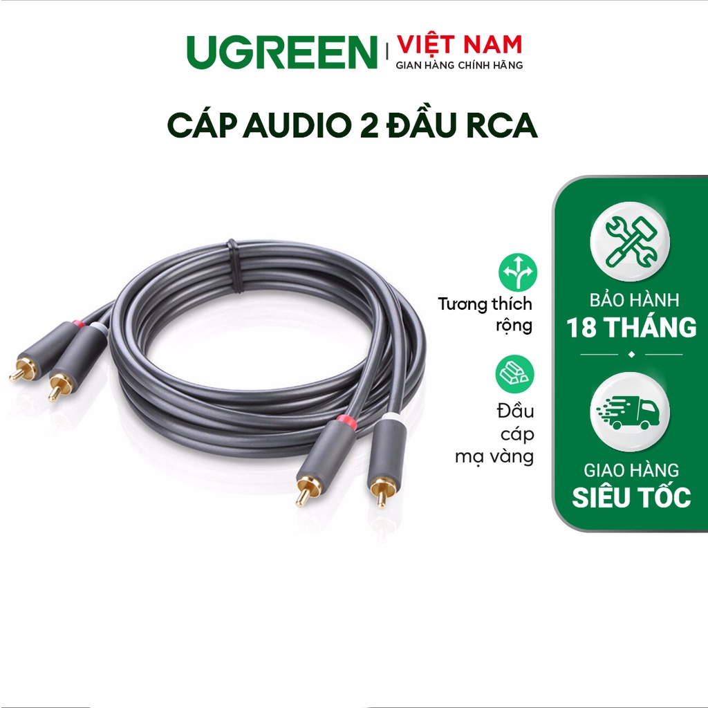 Cáp Audio 2 đầu RCA UGREEN AV104 | Chuẩn 2 đầu 2RCA đực sang 2RCA đực ...