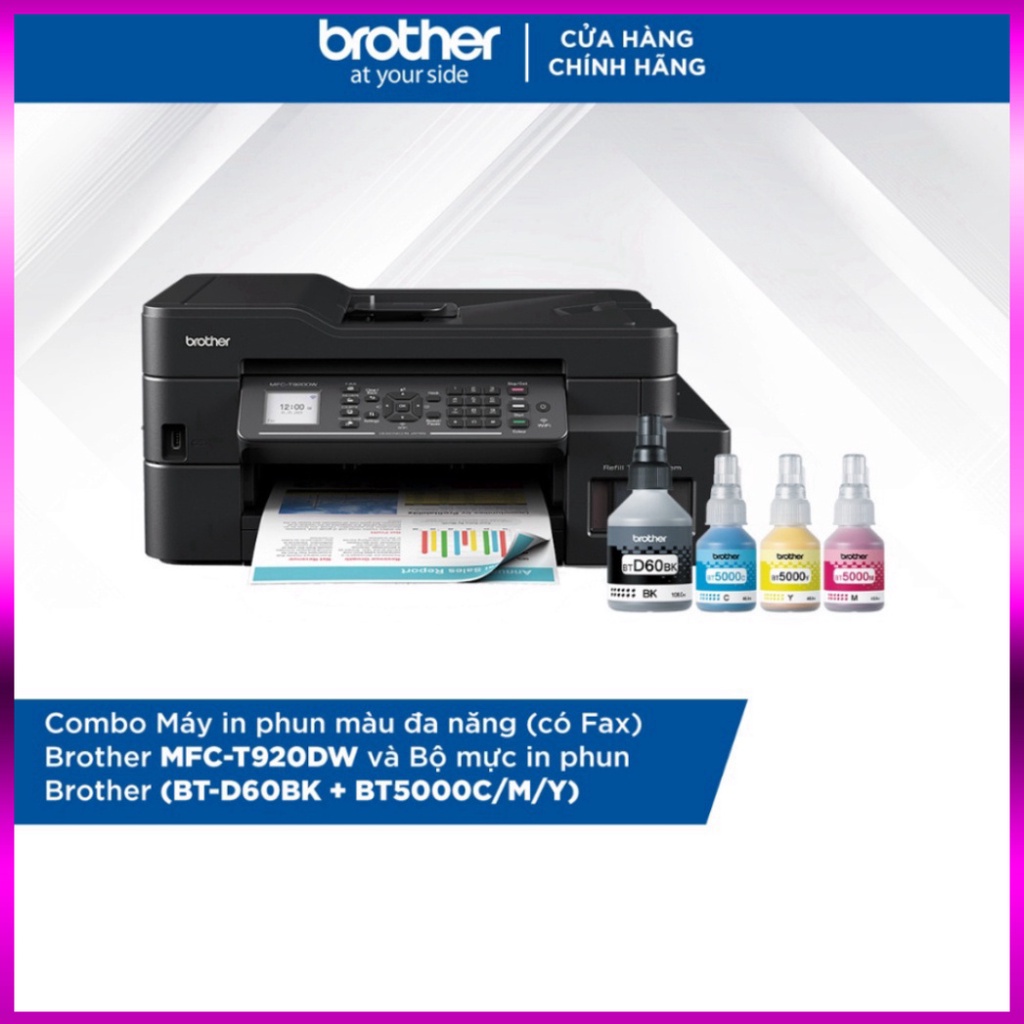 Combo Máy in phun màu đa năng (có Fax) Brother MFC-T920DW và Bộ mực in ...