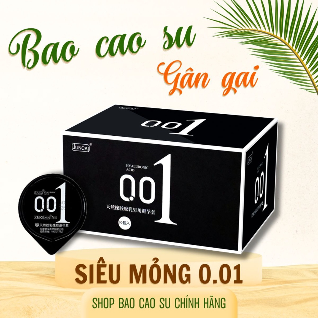 (Che tên) Bao cao su nam juncai siêu mỏng 0.01 Ultrathin tăng khoái cảm ...