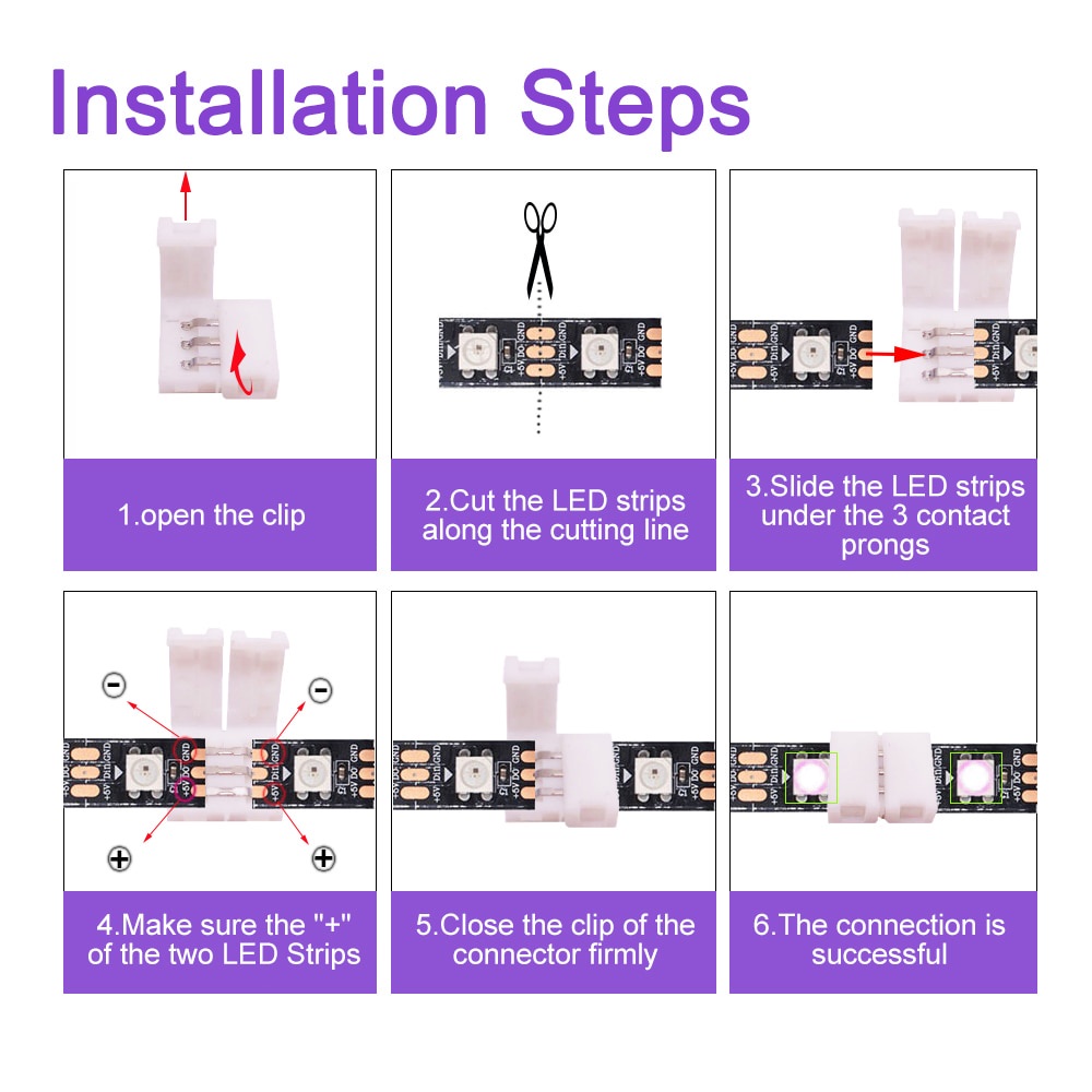 Đầu nối led 3 pin (Led ARGB hoặc 3 màu) PCB rộng 10mm không cần hàn ...