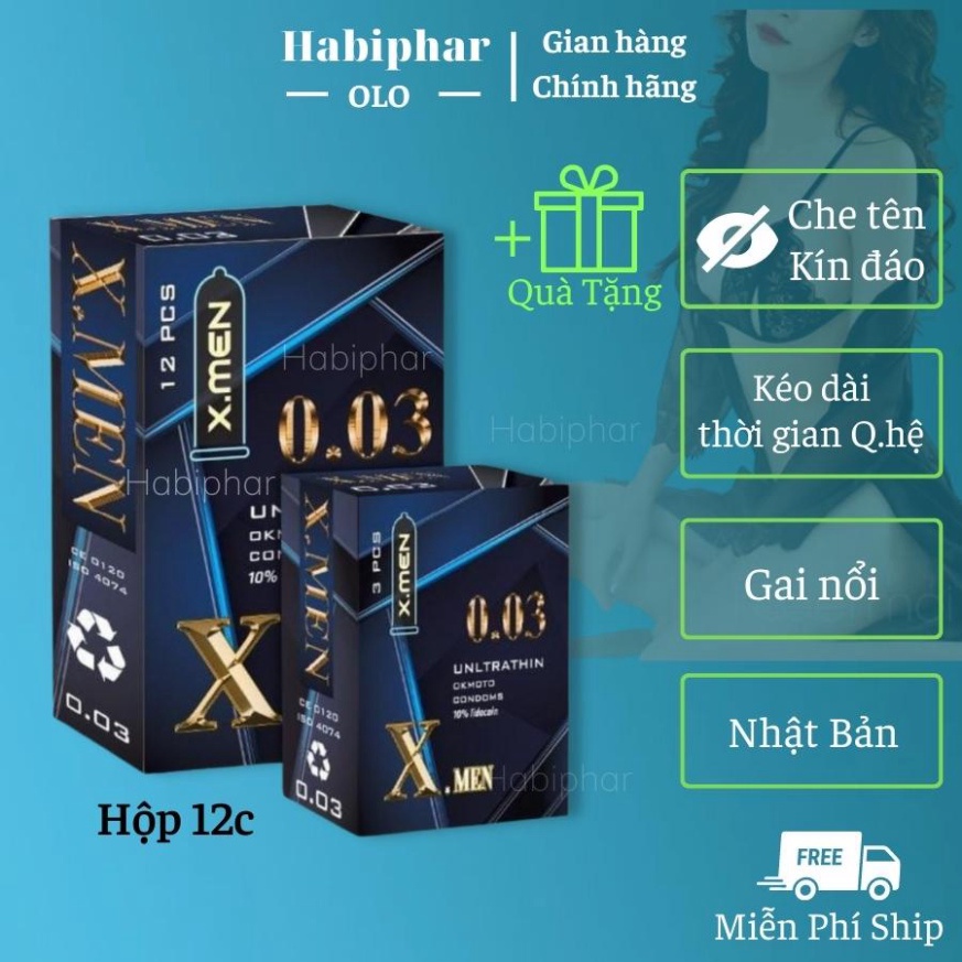 Bao Cao Su Gai Kéo Dài Thời Gian XMEN Siêu Mỏng 003 hộp 12c, Bcs X MEN Nhật Bản - Habiphar ...