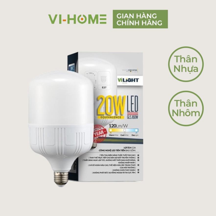 Bóng đèn Led tròn Bulb VI-LIGHT 20W thân nhựa, thân nhôm ánh sáng trắng ...
